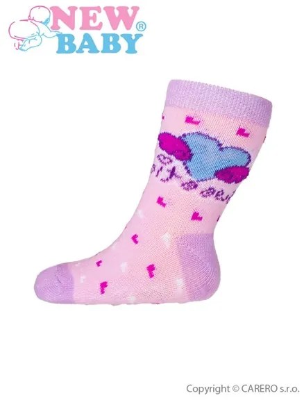 NEW BABY | New Baby | Kojenecké ponožky New Baby s ABS růžové se srdíčkem sweet | Růžová | 62 (3-6m)