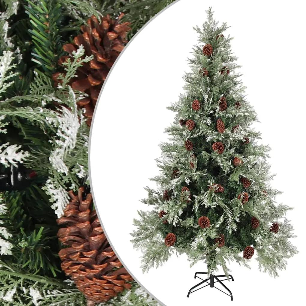 Vánoční stromek se šiškami zelenobílý 195 cm PVC a PE