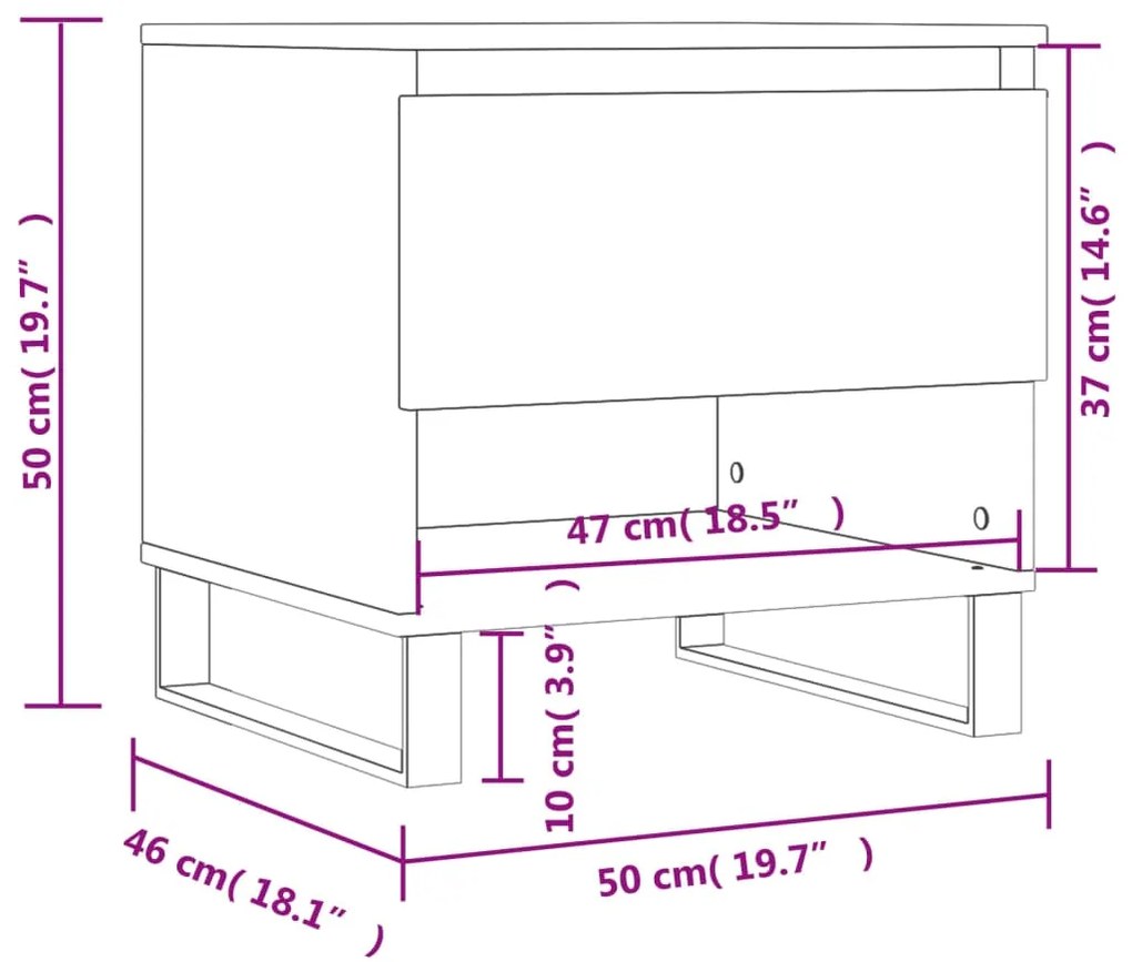 Konferenční stolek kouřový dub 50 x 46 x 50 cm kompozitní dřevo - Default Title