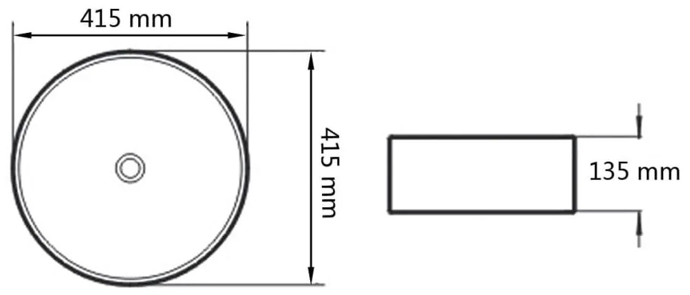 vidaXL Marketos Umyvadlo kulaté keramické bílé 41,5x13,5 cm