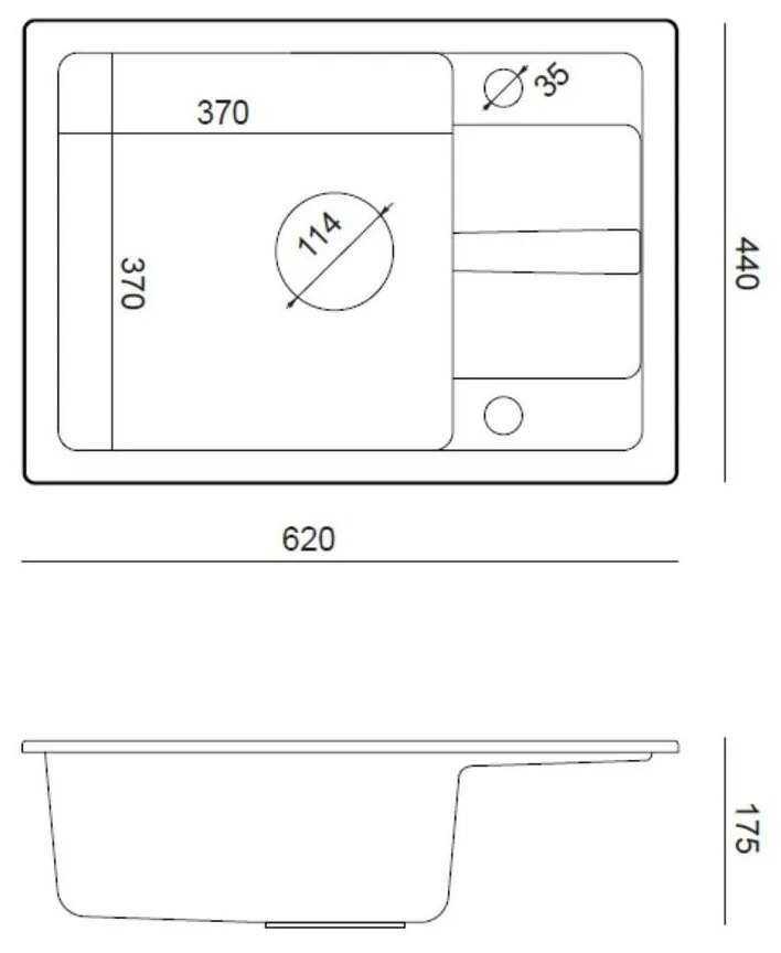 Černý kuchyňský granitový dřez QUADRON GO- SMART + CELOČERNÁ BATERIE