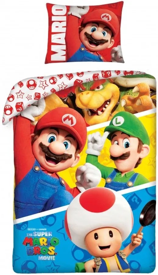 Bavlněné ložní povlečení The Super Mario Bros Movie - 100% bavlna - 70 x 90 cm + 140 x 200 cm