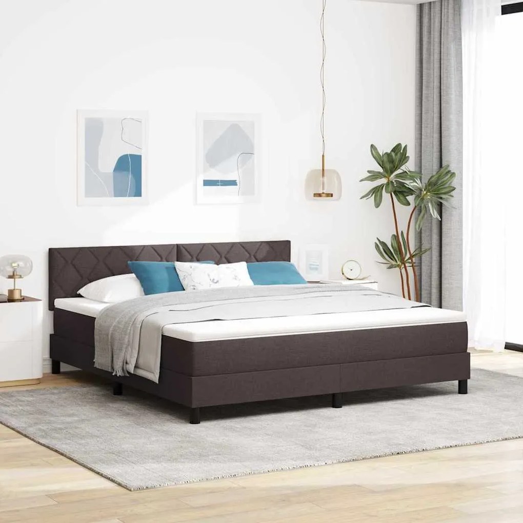 Postel s boxspringem s čelo Tmavě hnědá 180 x 200 cm textil 3338786