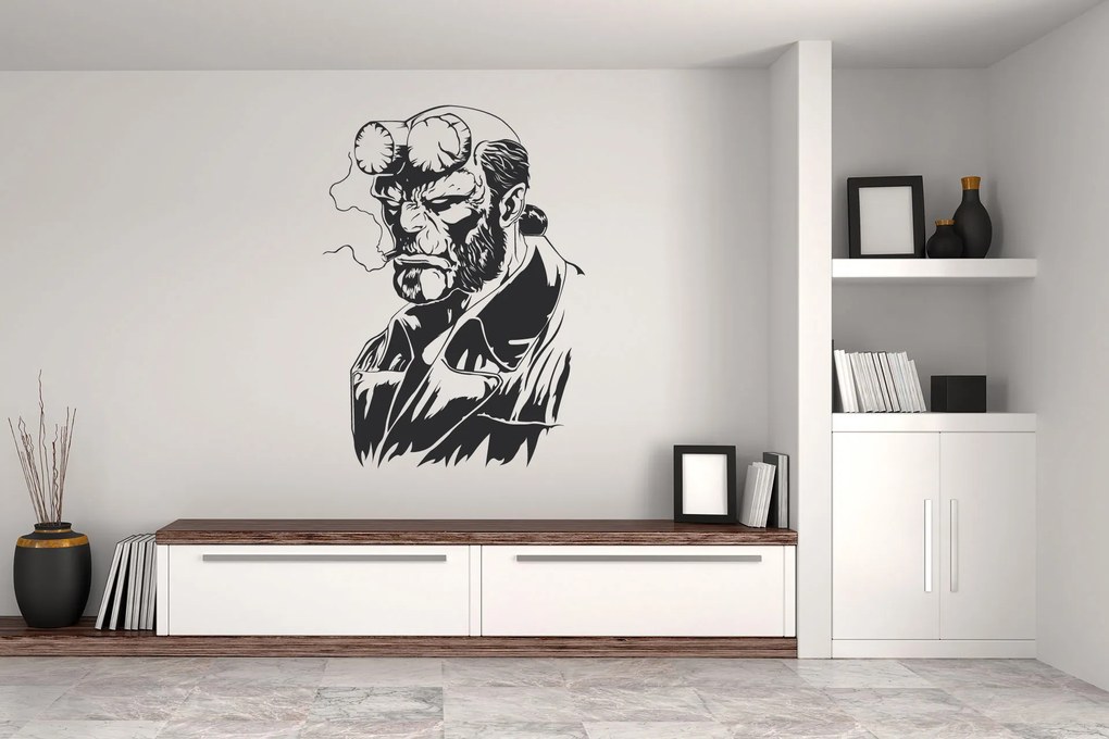 Lepy.cz Samolepka na zeď Hellboy Velikost (šířka x výška): 45x62cm, Barevná varianta: Tmavě modrá