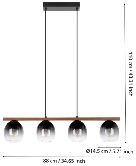 Eglo 900186 - Lustr na lanku FILAGO 4xE27/40W/230V