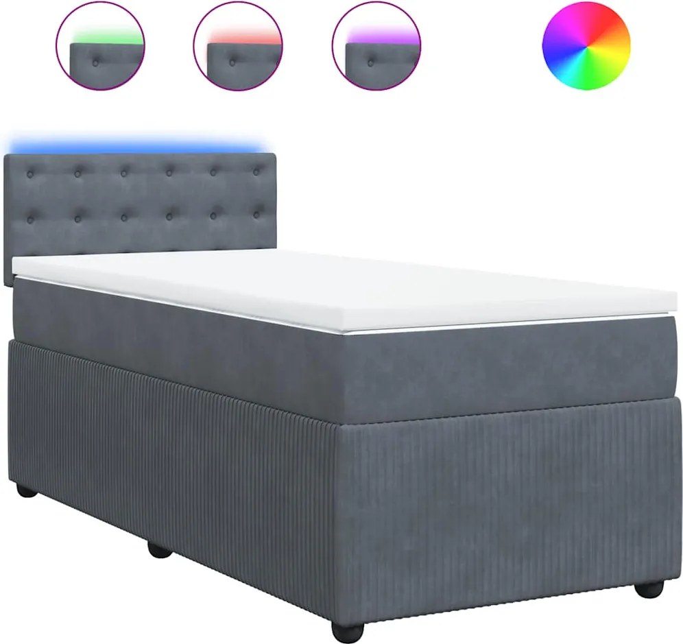 Box spring postel s matrací tmavě šedá 100x200 cm samet 3289975
