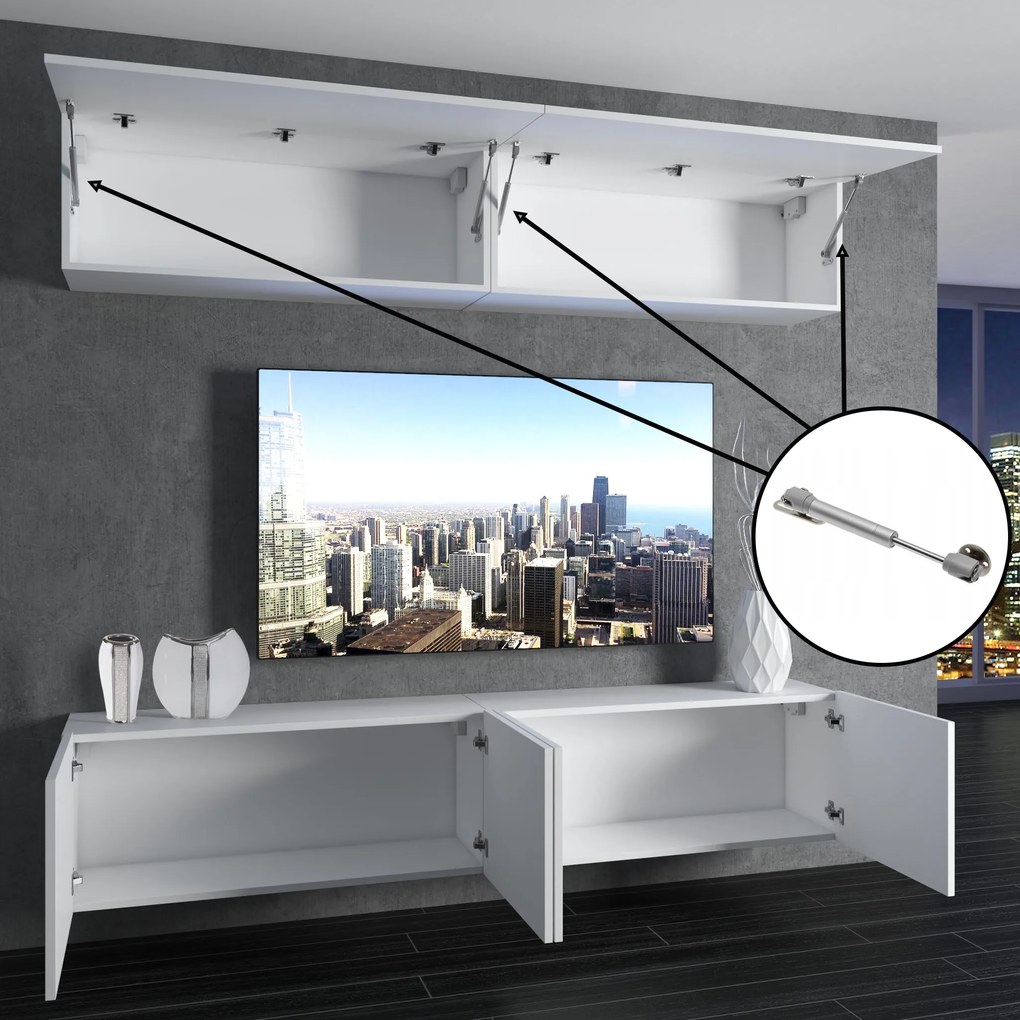 Obývací stěna Belini Premium Full Version bílý lesk / dub wotan + LED osvětlení Nexum 45