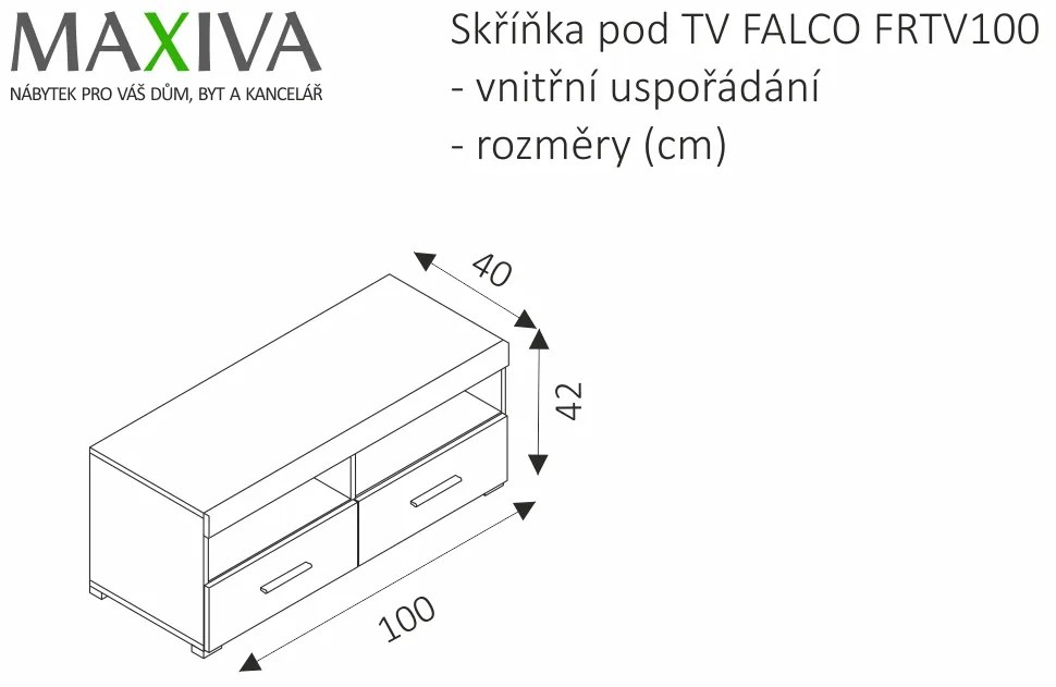 MAXIVA Skříňka pod TV s nástěnnou policí - FALCO FRTV100, borovice andersen/dub riviera