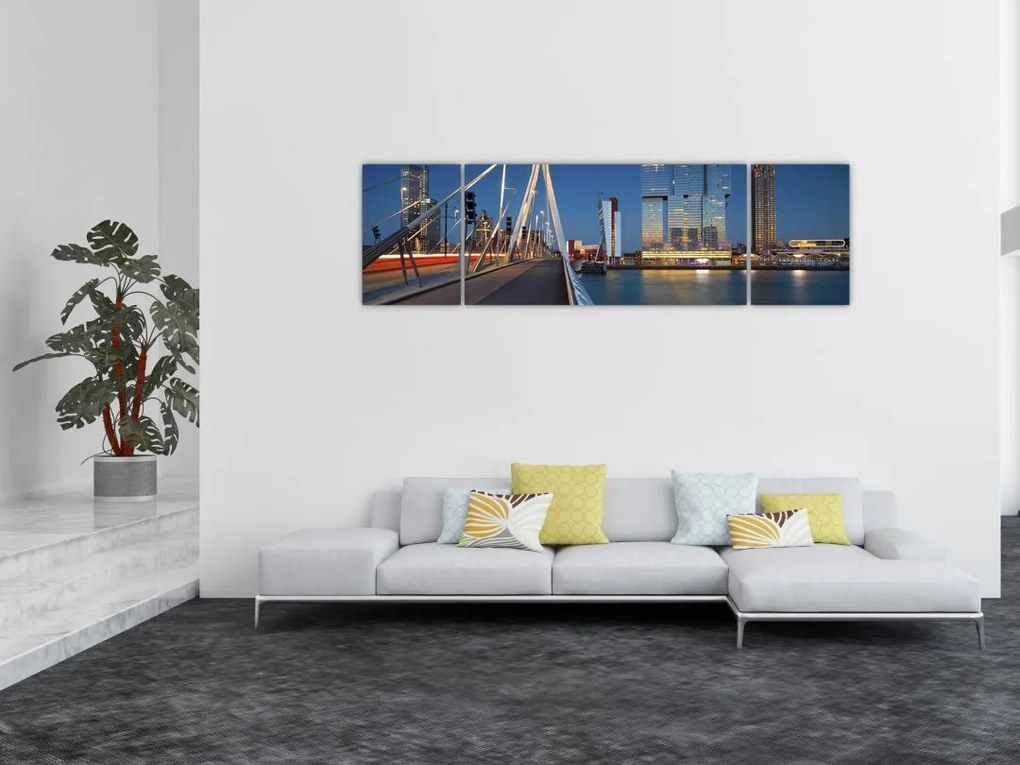 Obraz - Stmívání v Rotterdamu, Holandsko (170x50 cm)