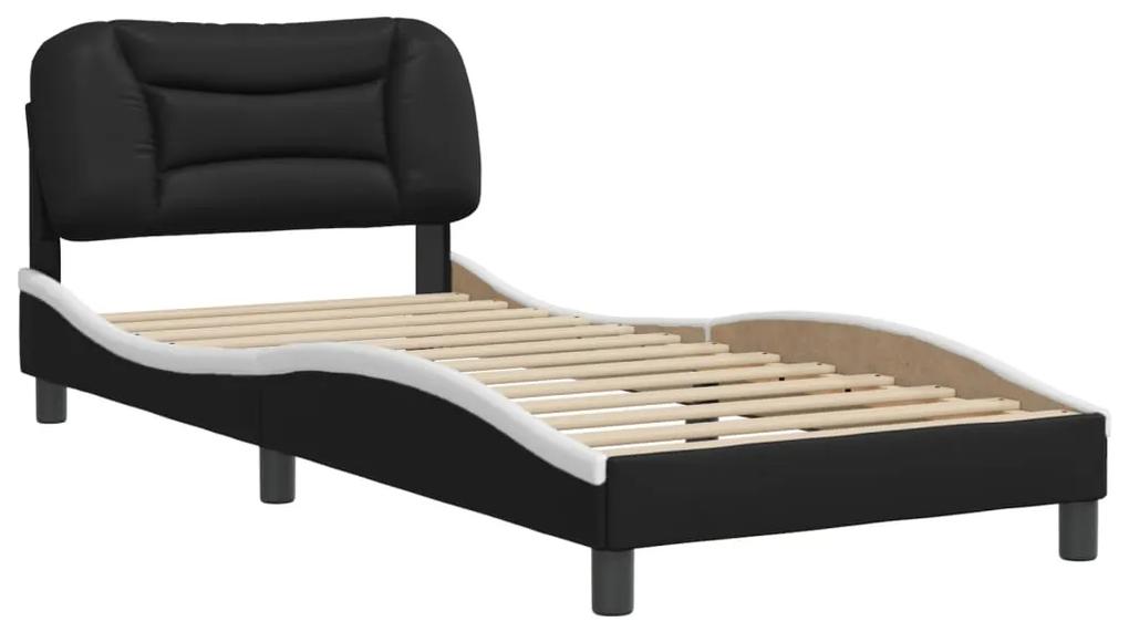 vidaXL Rám postele s čelem černý a bílý 90 x 200 cm umělá kůže