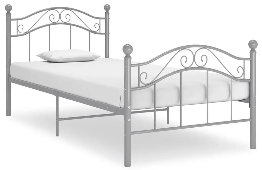 324990 vidaXL Rám postele šedý kov 90 x 200 cm