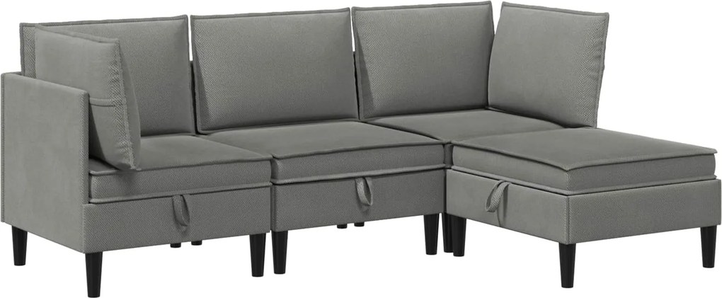 Sada nábytku do obývacího pokoje 4 ks Tmavě šedá Textil 3413805