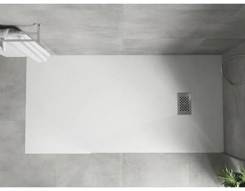 Mexen Hugo, obdélníková sprchová vanička SMC 170 x 80 cm, bílá, ocelová krytka, 42108017-X