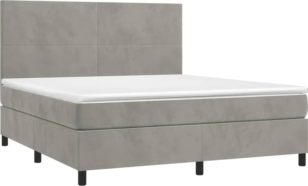 Box spring postel s matrací světle šedá 160x200 cm samet 3142911