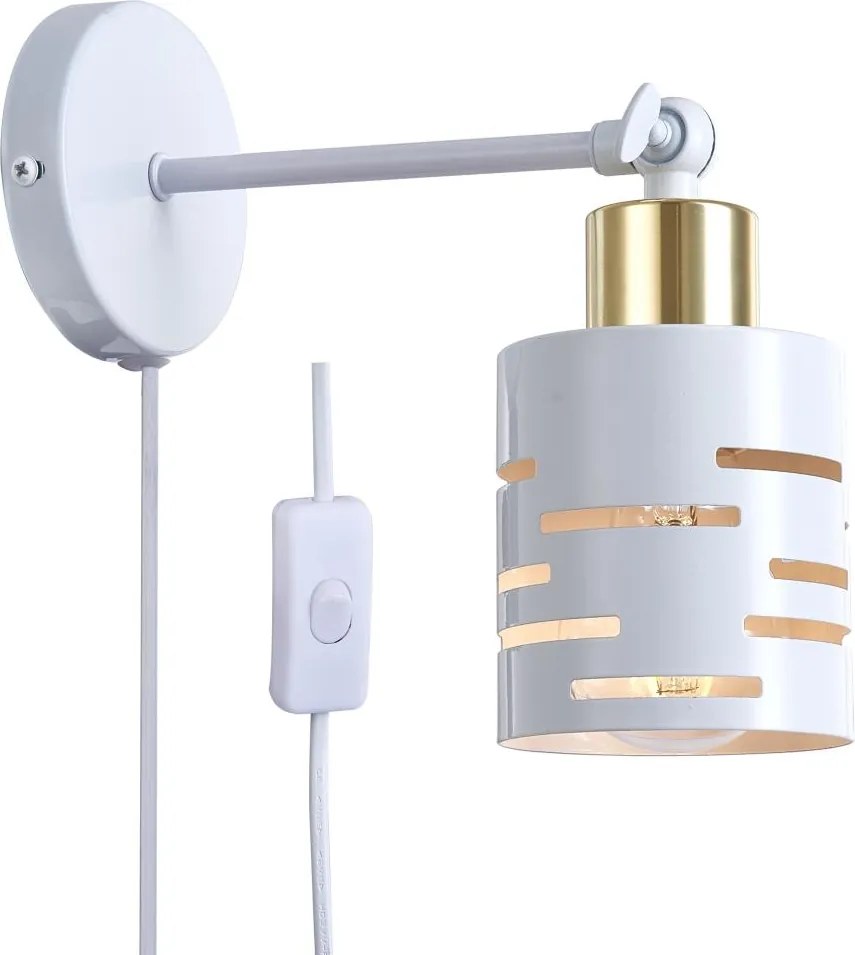 Nástěnné bodové svítidlo s vypínačem ELEN 1xE27/35W/230V bílá/zlatá