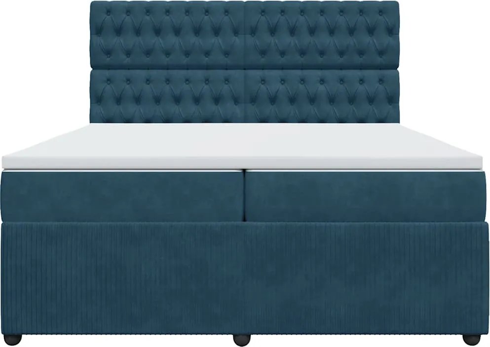 Box spring postel s matrací tmavě modrá 200x200 cm samet 3292440