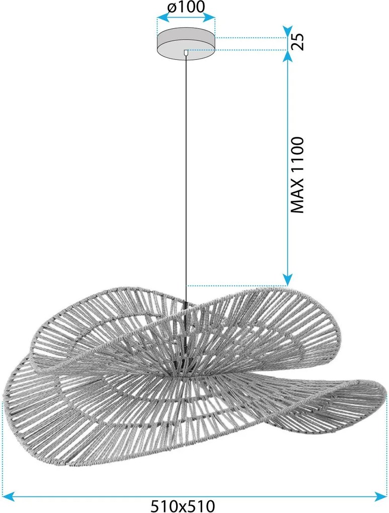 Toolight Toolight, závěsné svítidlo BOHO 50cm, 1xE27, APP1737-1CP, přírodní hnědá-černá, OSW-06060