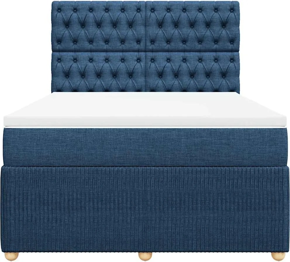 Box spring postel s matrací modrá 140x200 cm textil 3294392
