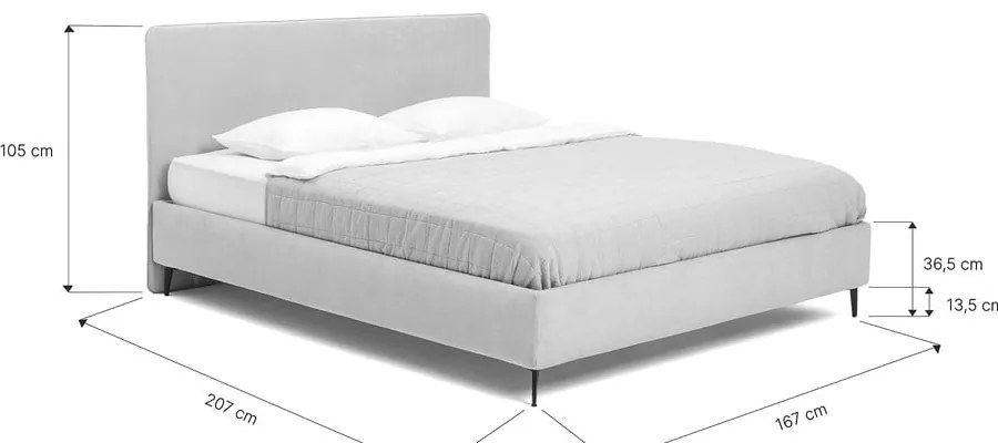 Modrá čalouněná dvoulůžková postel s roštem 160x200 cm Noira Slim – Bonami Selection