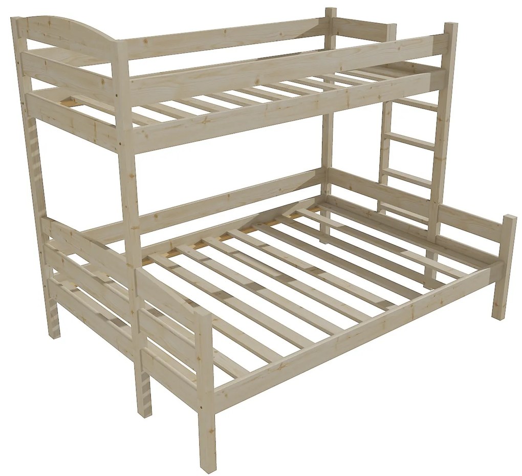 Vomaks Patrová postel s rozšířeným spodním lůžkem PPS 001 Rozměr: 90/120 x 200 cm, Barva: surové dřevo, Varianta: vpravo