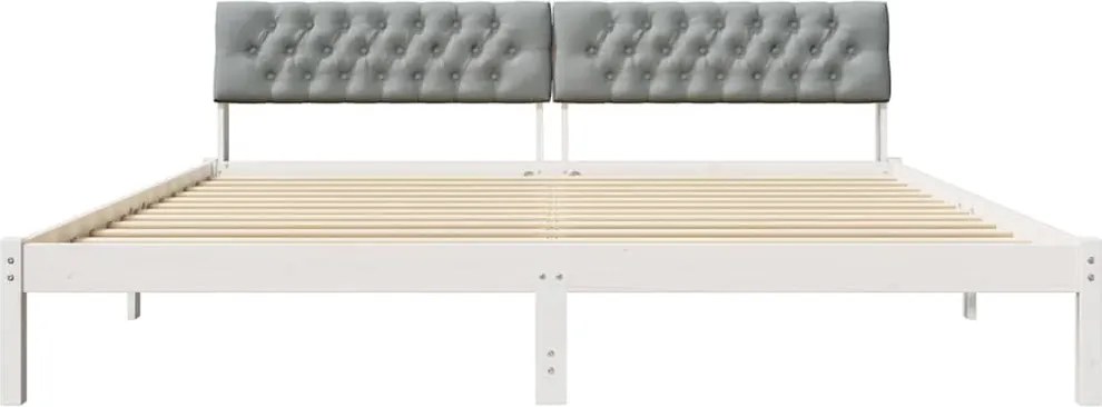 Rám postele s čelo Bílá a světle šedá 200 x 200 cm 3394342