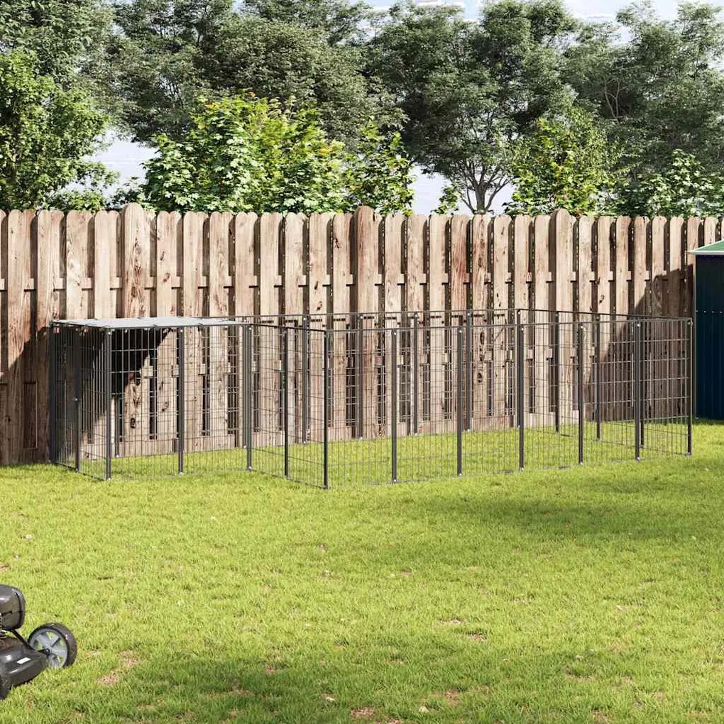 Psí kotec černý 8,47 m² ocel 3082206