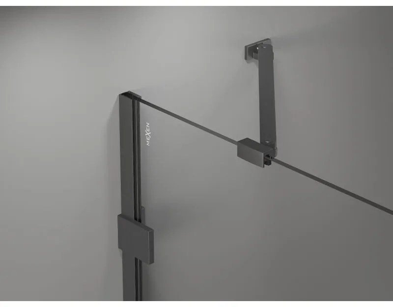 Mexen Lunar Duo, výklopný sprchový kout 100 x 75 cm, 8mm čiré sklo, profil grafit broušený, 834-100L-075P-66-00