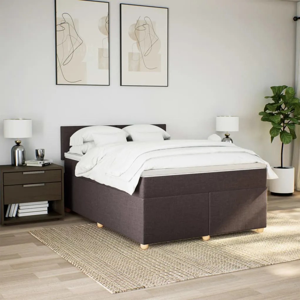 Box spring postel s matrací tmavě hnědá 140x200 cm textil 3288999