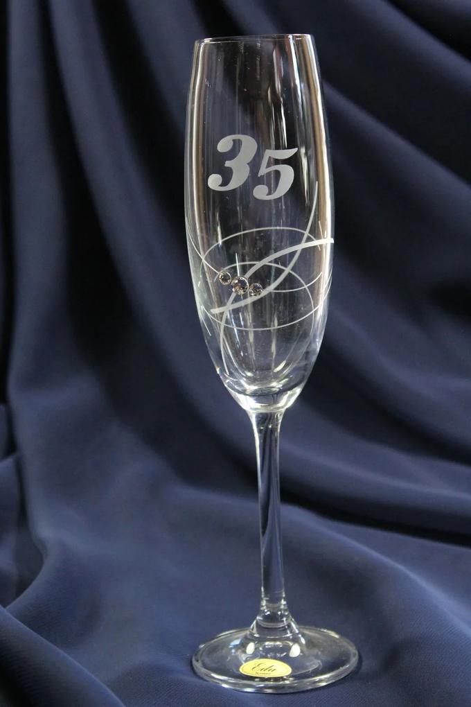 Výroční pohár na 35. narozeniny se swarovski krystaly ŠAMPAŇSKÉ 2.