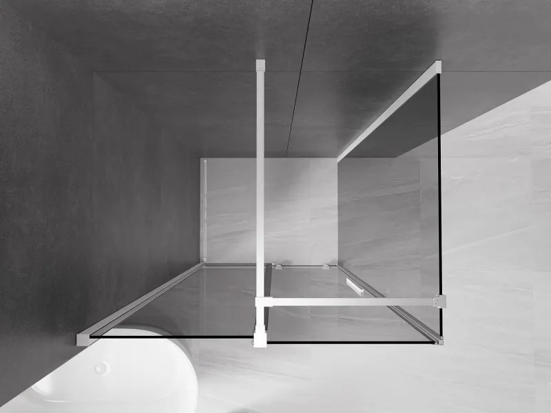 Mexen Velar, sprchový kout s posuvnými dveřmi 90 x 100 cm, 8mm šedé sklo, bílá matná, 871-090-100-41-20