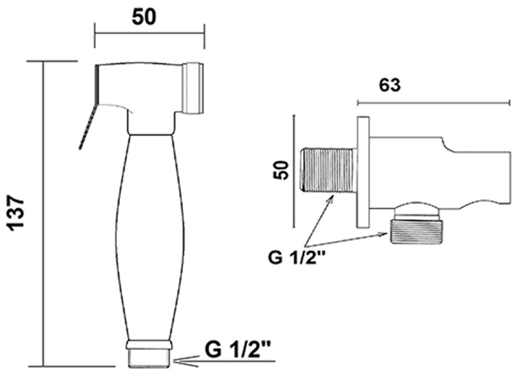 SAPHO Podomítková bidetová baterie se Stop sprškou, Retro, bronz KI41B-01