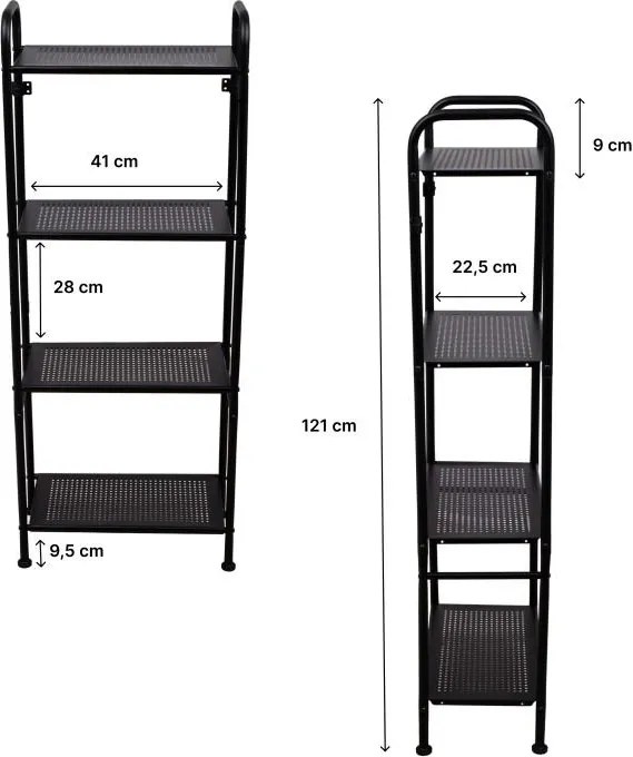 Erga Miki, 4-policový regál 420x220x1065mm, černá matná, ERG-YKA-P.MIKI-4