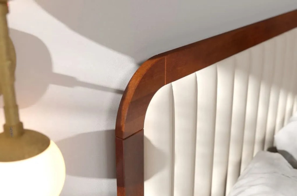 Buková postel s čalouněným čelem - Modena - zvýšená,   ,  200x200 cm