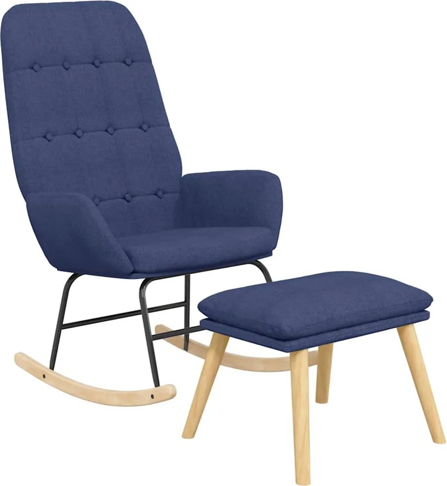 Houpací křeslo s podnožkou modré textil 3097708