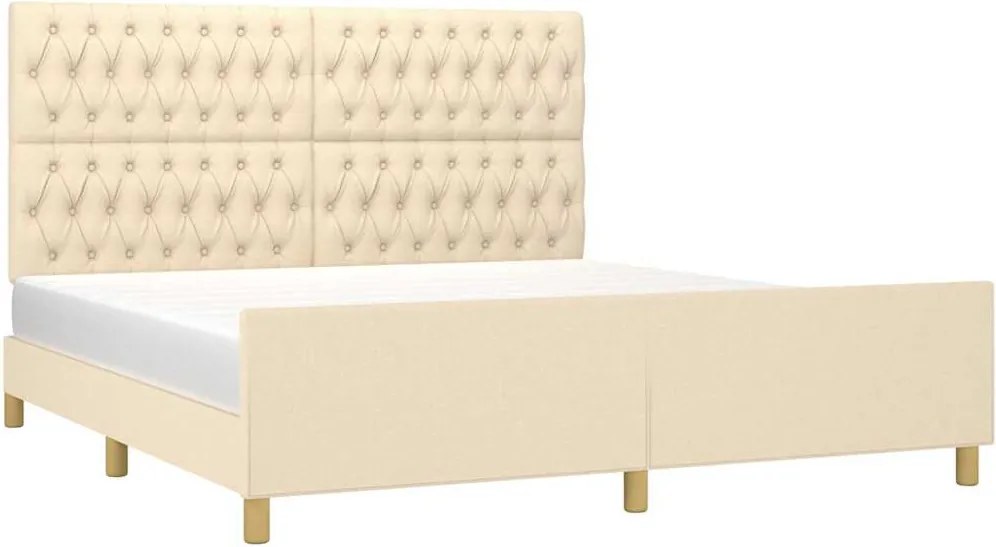 Rám postele bez matrace krémový 180 x 200 cm textil 3125321
