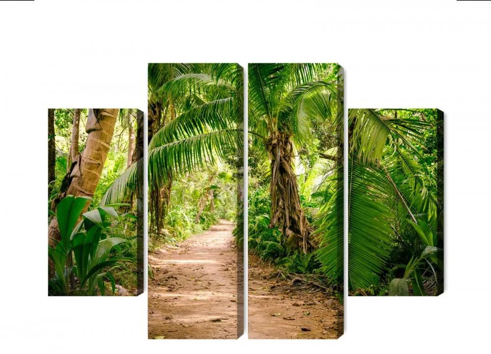 Vícedílný obraz Cesta V Tropickém 3D Lese Nedostatek Nedostatek Přírodní plátno 120x90