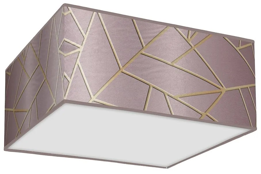 Stropní svítidlo Ziggy Square, 1x růžové/zlaté textilní stínítko, (bílé plexisklo), (40 cm)
