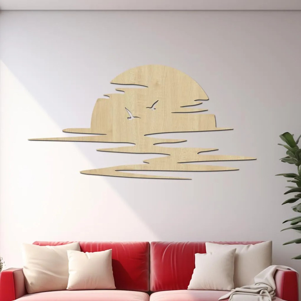 dřevo života Dřevěná dekorace na zeď ZÁPAD SLUNCE Zvolte rozměr (cm): 95x48, Zvolte barvu dekoru: Třešeň