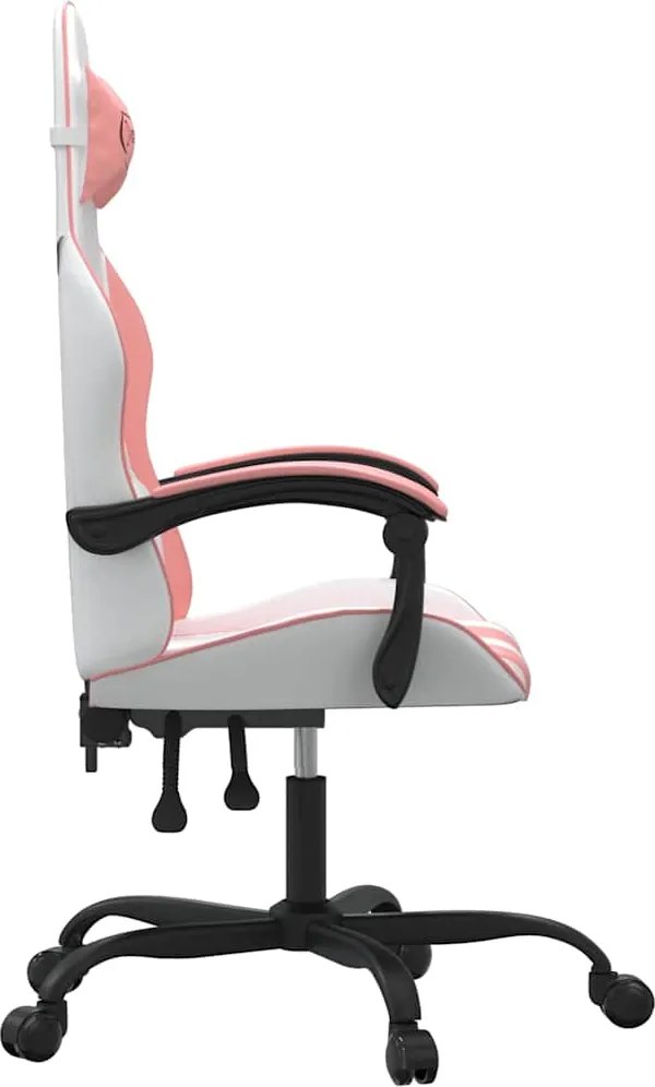Herní židle bílá a růžová umělá kůže 3143899
