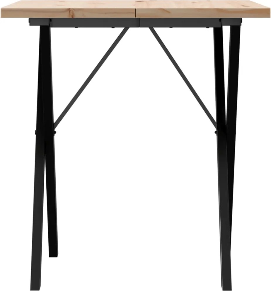 Jídelní stůl s X rámem 70 x 70 x 75,5 cm borové dřevo a ocel 3282759