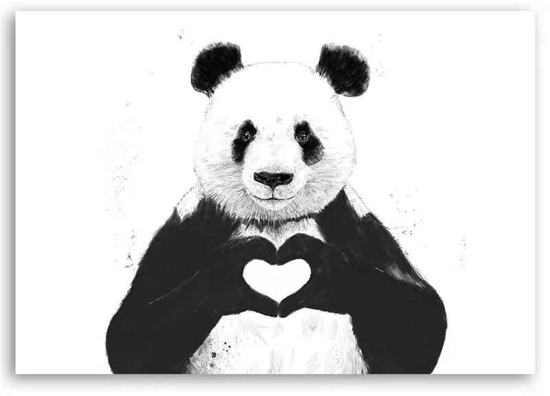 Gario Obraz na plátně Panda se srdcem - Rykker Rozměry: 60 x 40 cm