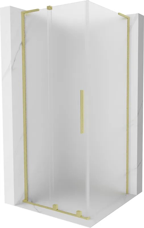 Mexen Velar L, sprchový kout s posuvnými dveřmi 110 x 110 cm, 8mm sklo námraza, zlatá matná, 871-110-110-33-55