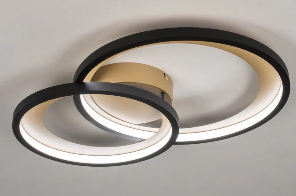 Stropní stmívatelné LED svítidlo do ložnice Omega Black and Gold 59