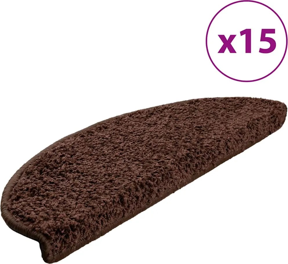 Schodové rohože 15 ks 65 x 21 x 4 cm hnědé, půlkulaté, velké 133903