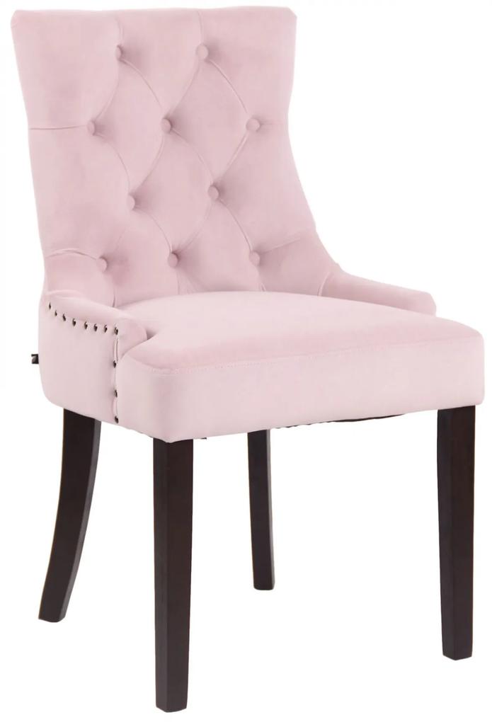Jídelní židle Aberdeen ~ samet, dřevěné nohy antik tmavé - Ružová
