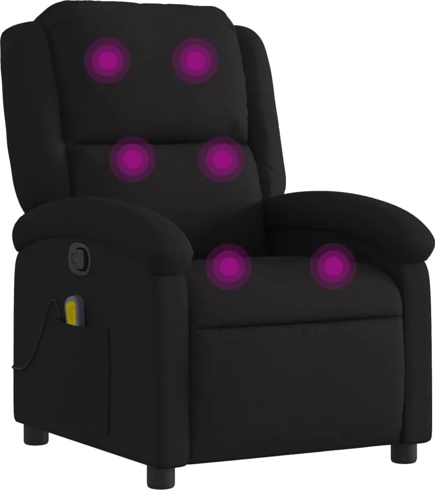 Masážní křeslo s polohovacím mechanismem, černé, látkové 3205418
