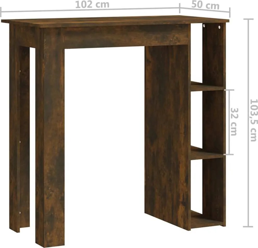 vidaXL Barový stůl s regálem 102 x 50 x 103,5 cm kompozit [812963] Barva: Betonová šedá