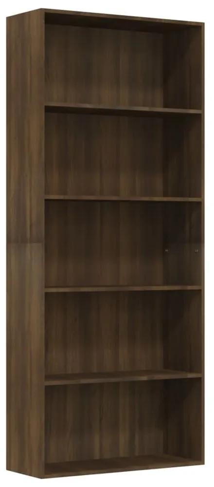 Petromila 5patrová knihovna hnědý dub 80 x 30 x 189 cm kompozitní dřevo