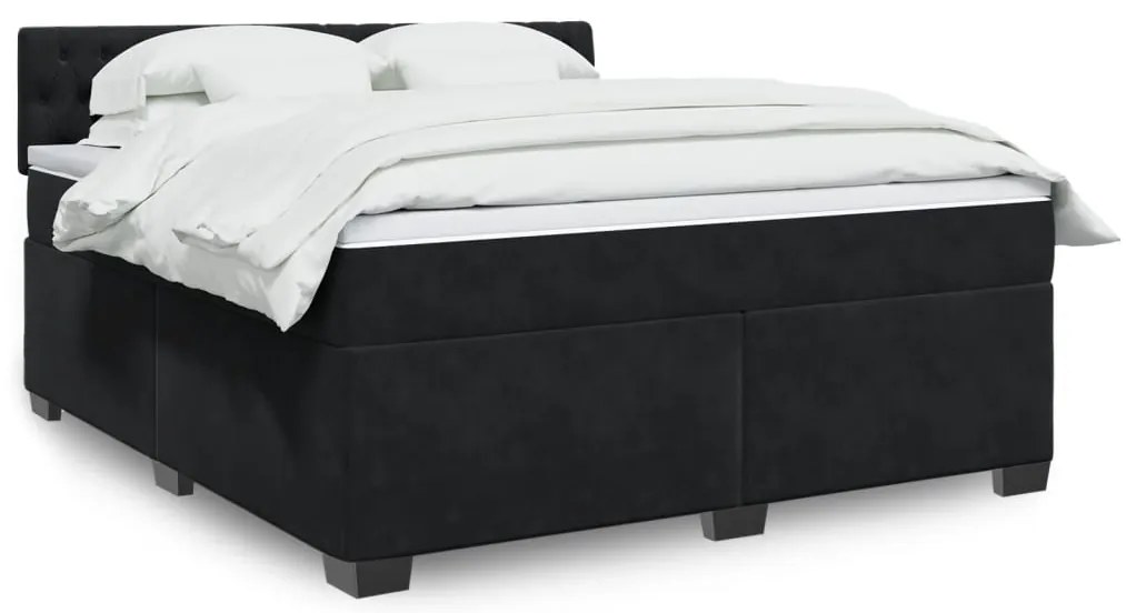 Box spring postel s matrací černá 180x200 cm samet 3288686