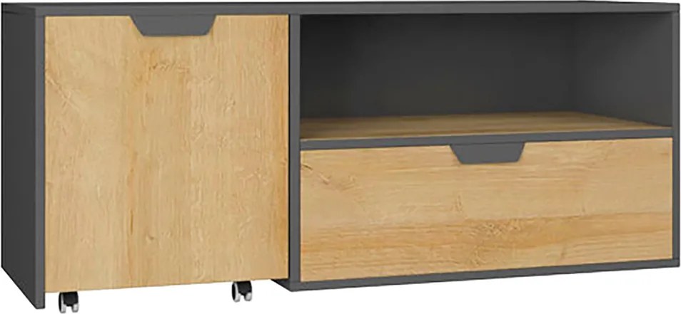 NANO | TV stolek NA10 se zásuvkou | 120 cm | grafit/dub riviera